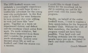 Sequoyah Public Schools - 1973 Eagle Football